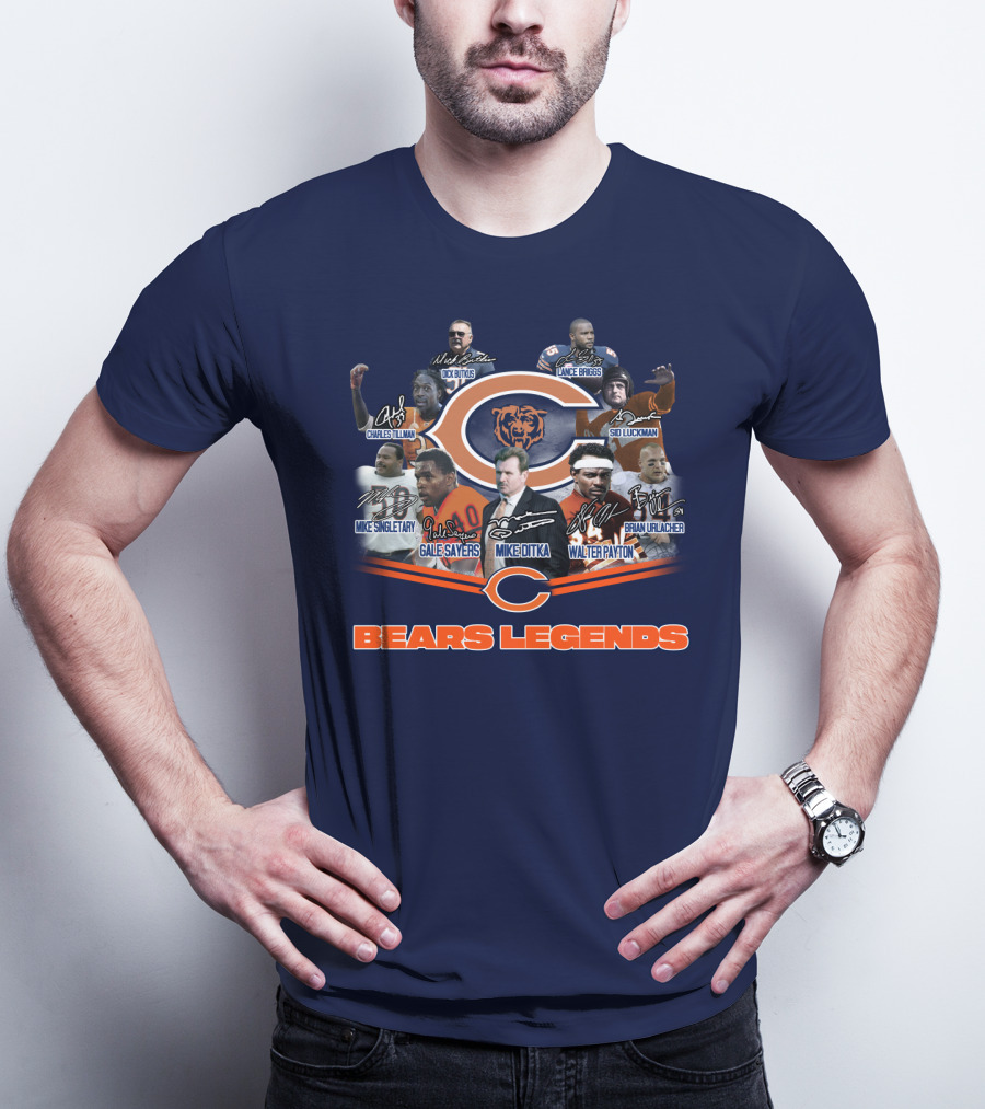 Bears Legends Dick Butkus Charles Tillman Mike Singletary Gale Sayers Mike Ditka Lance Briggs Sid Luckman Walter Payton Brian Urlacher T-Shirt