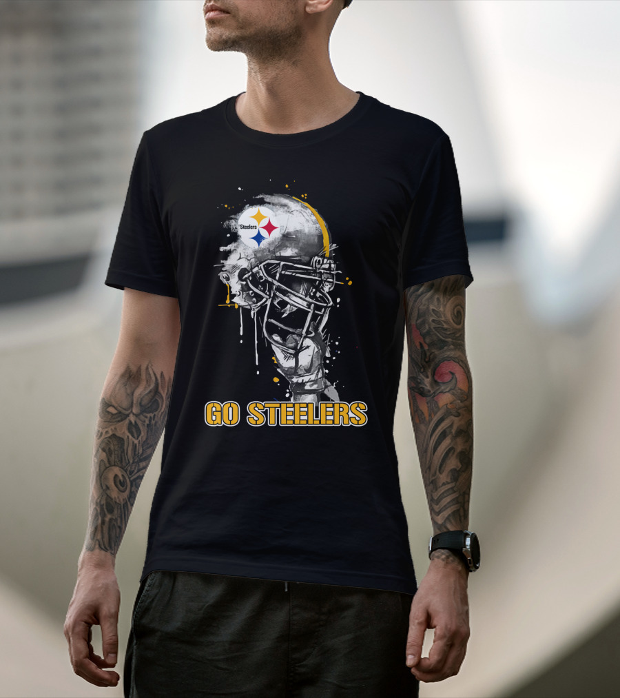 Steelers Football Skull Helmet Go Steelers T-Shirt