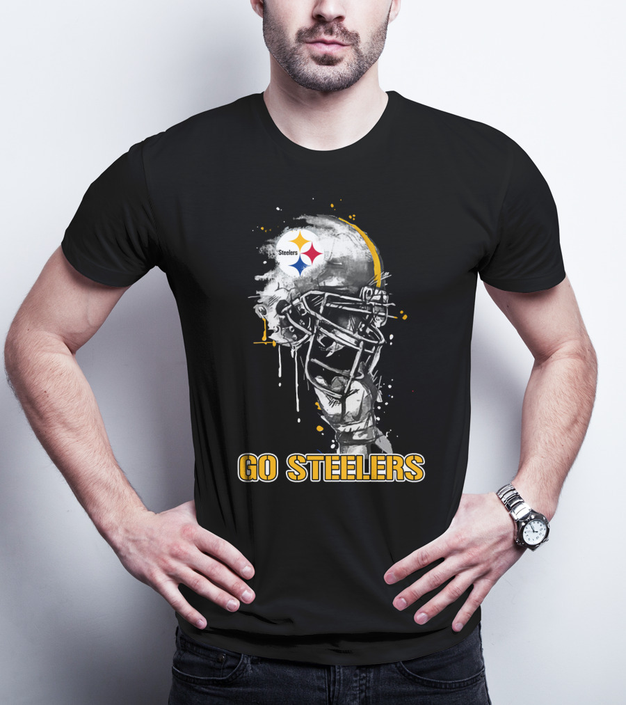 Steelers Football Skull Helmet Go Steelers T-Shirt