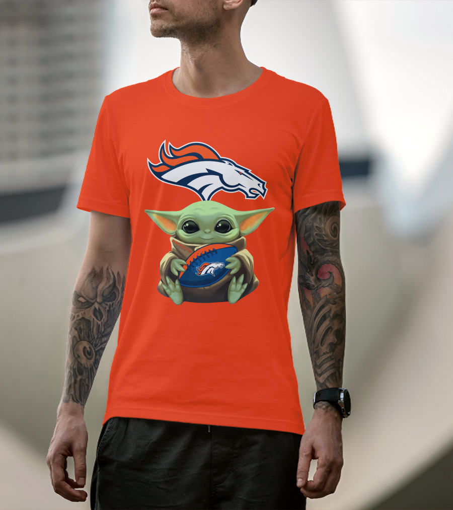 Denver Broncos Baby Yoda Football Fan T-Shirt