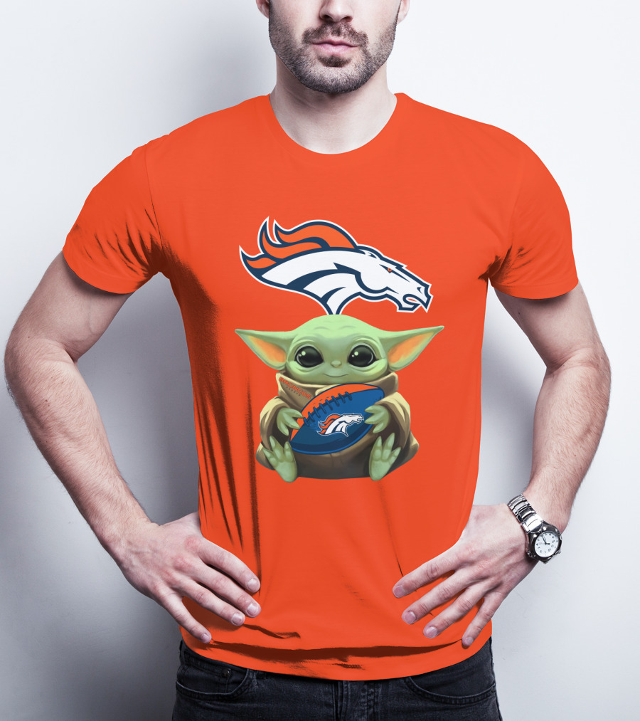 Denver Broncos Baby Yoda Football Fan T-Shirt