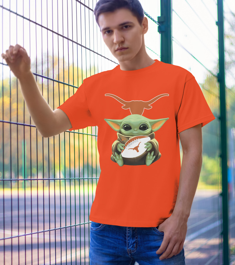 Baby Yoda Texas Longhorns Football T-Shirt