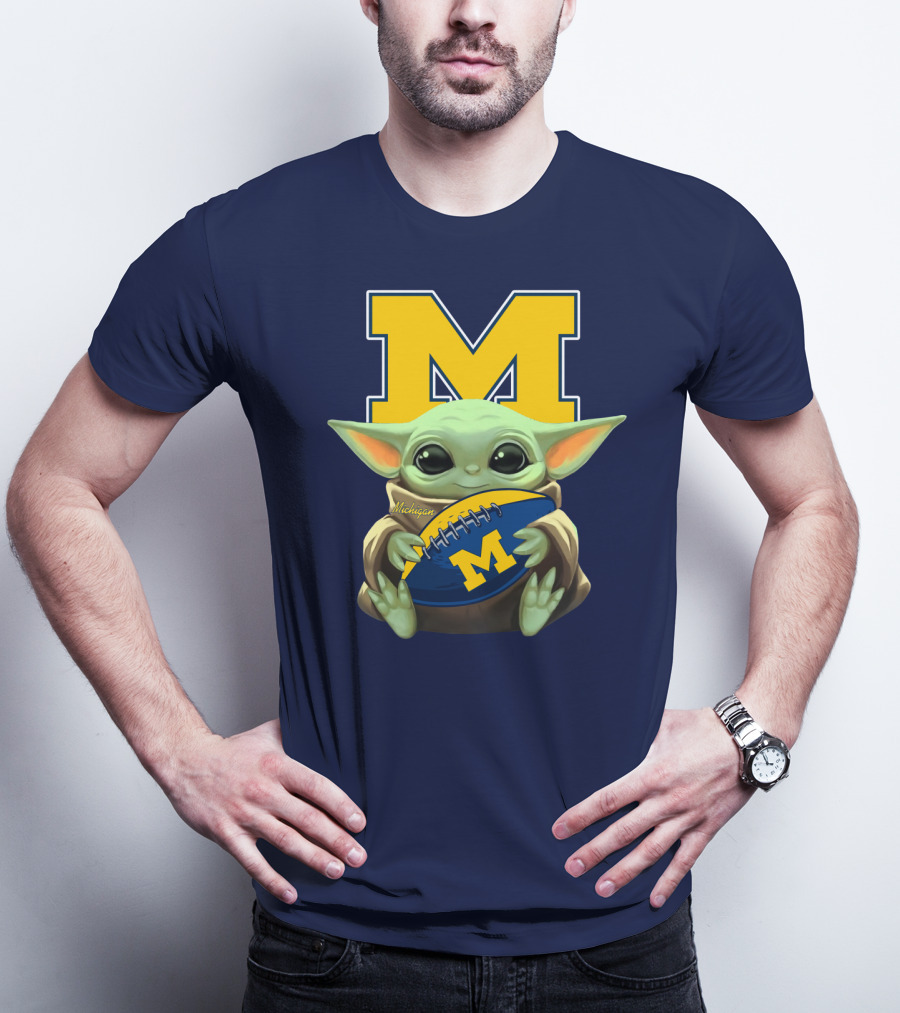 Michigan Baby Yoda Football M T-Shirt