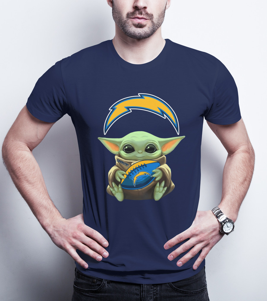 Los Angeles Chargers Baby Yoda Football T-Shirt