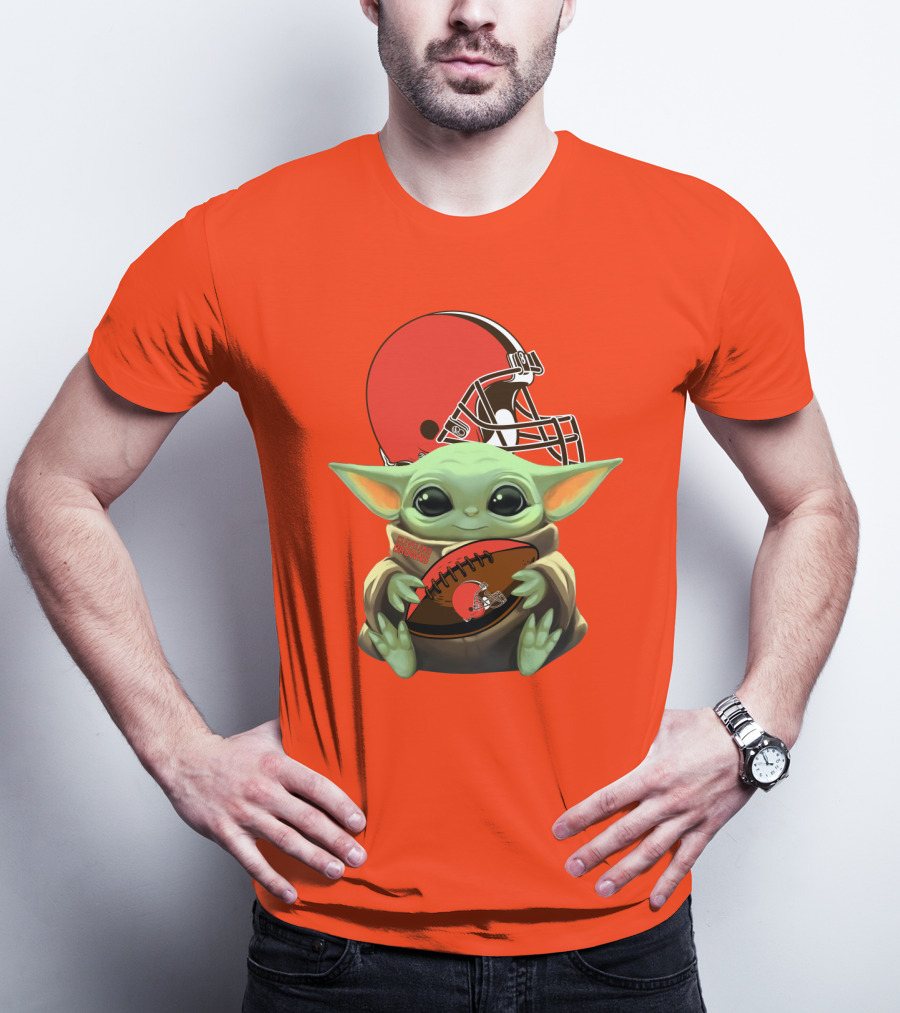 Cleveland Browns Football Baby Yoda T-Shirt