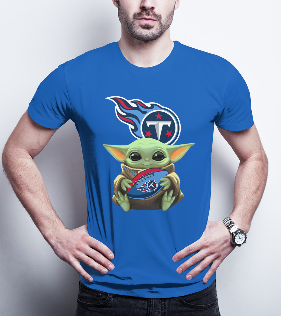 Tennessee Titans Baby Yoda Football T-Shirt