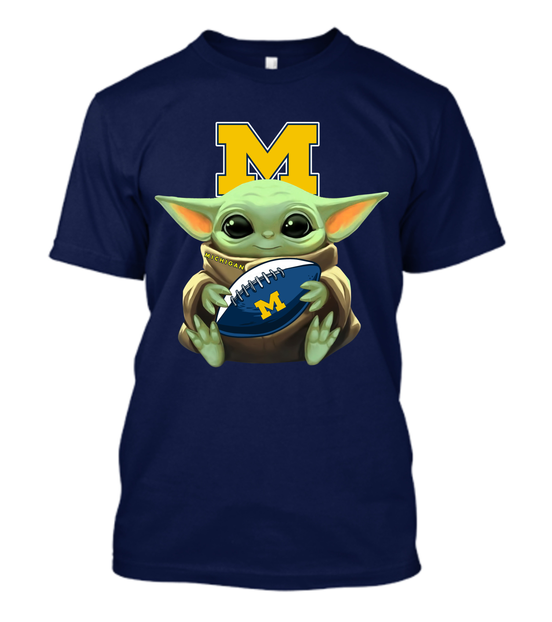Michigan Baby Yoda Holding Football T-Shirt