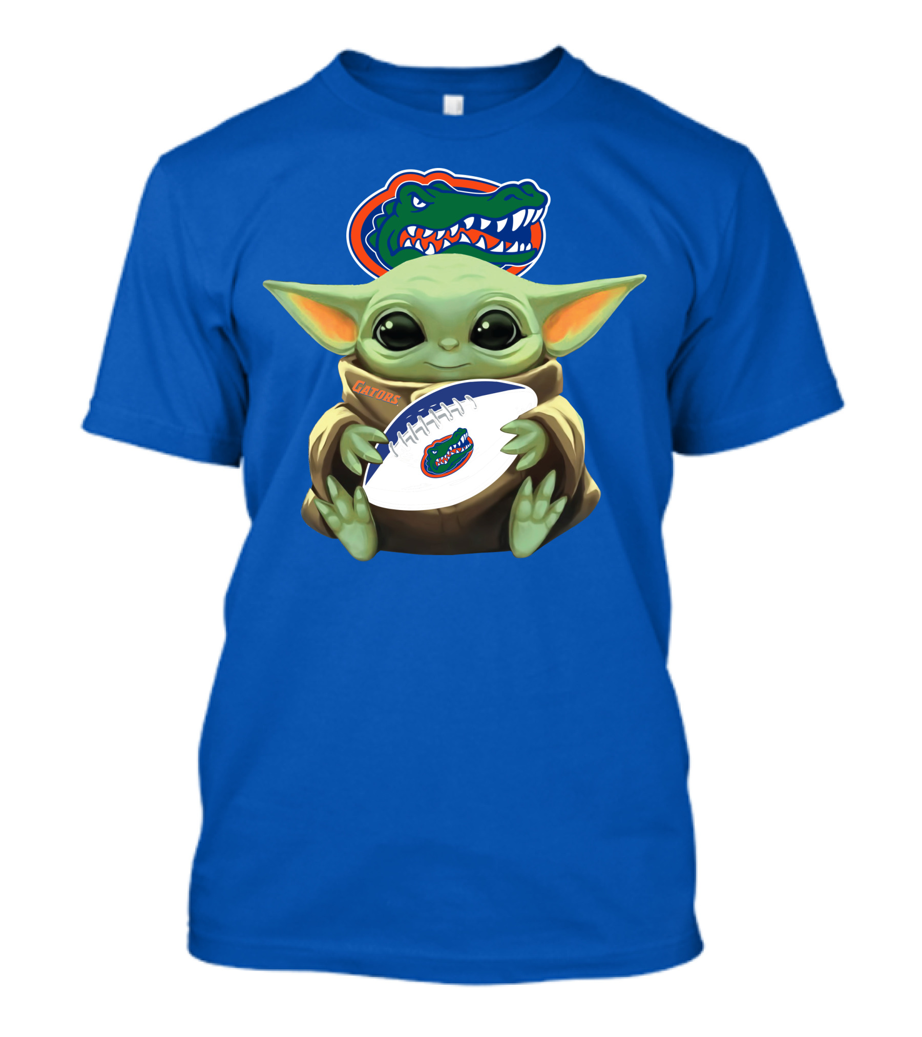 Baby Yoda Holding Football With Gators Logo T-Shirt