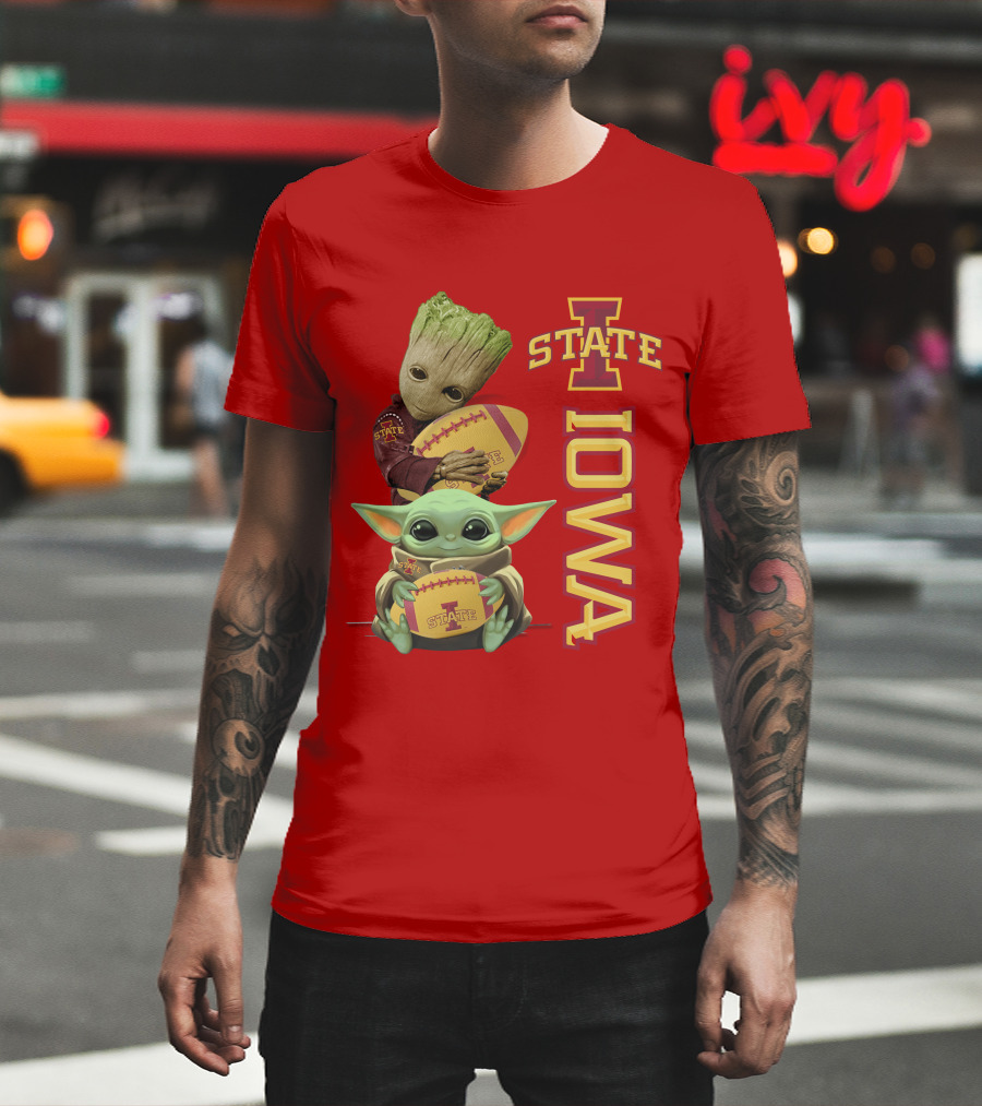 Iowa State Groot And Baby Yoda Football T-Shirt