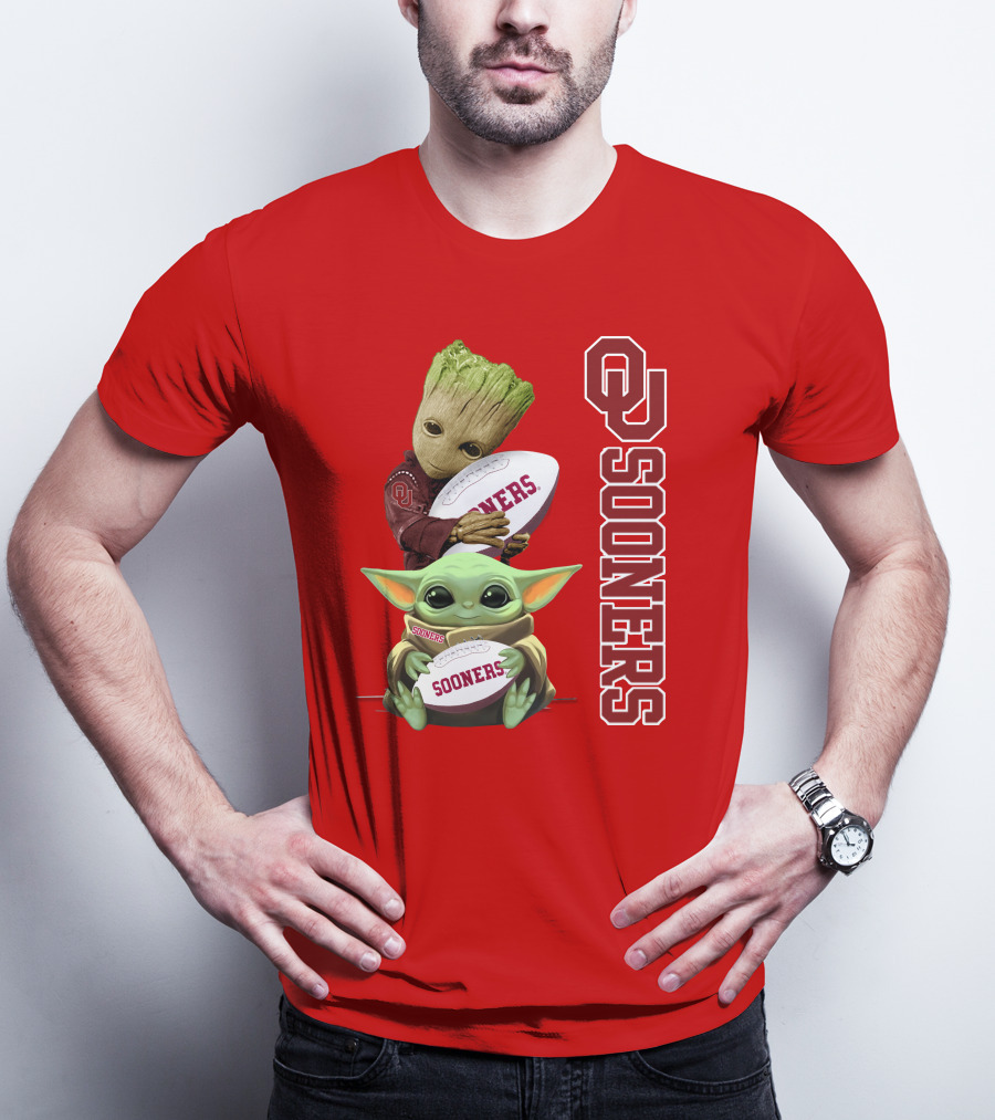 Ou Sooners Groot Baby Yoda Football T-Shirt