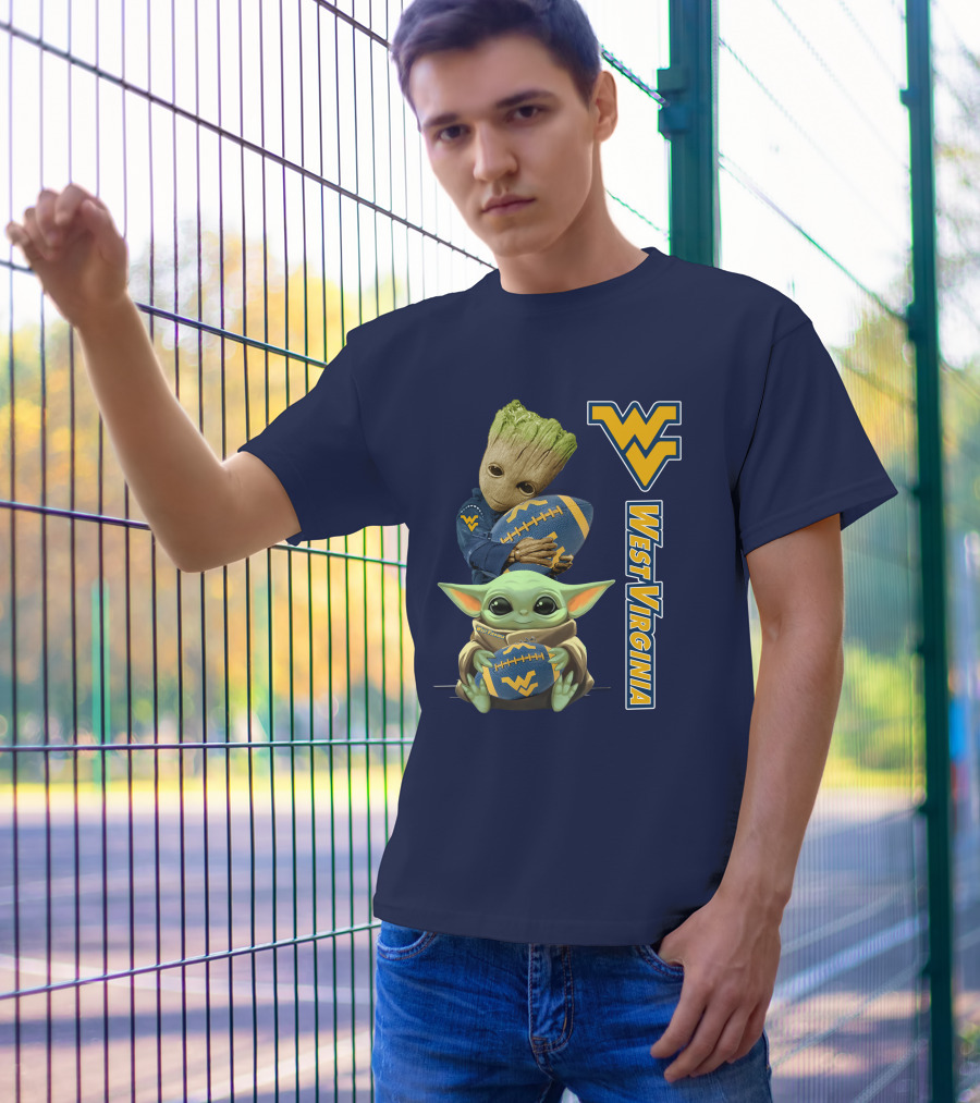 Groot And Baby Yoda West Virginia Mountaineers T-Shirt