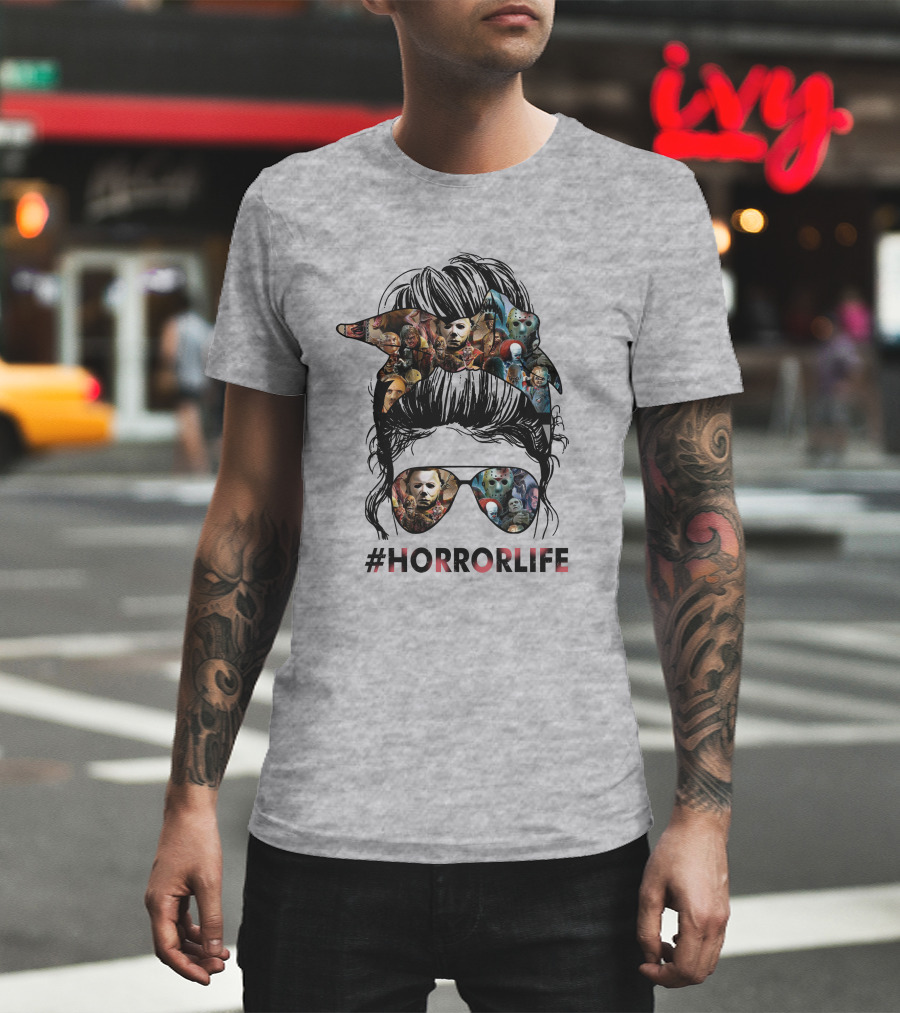HorrorLife Messy Bun Iconic Horror Characters T-Shirt