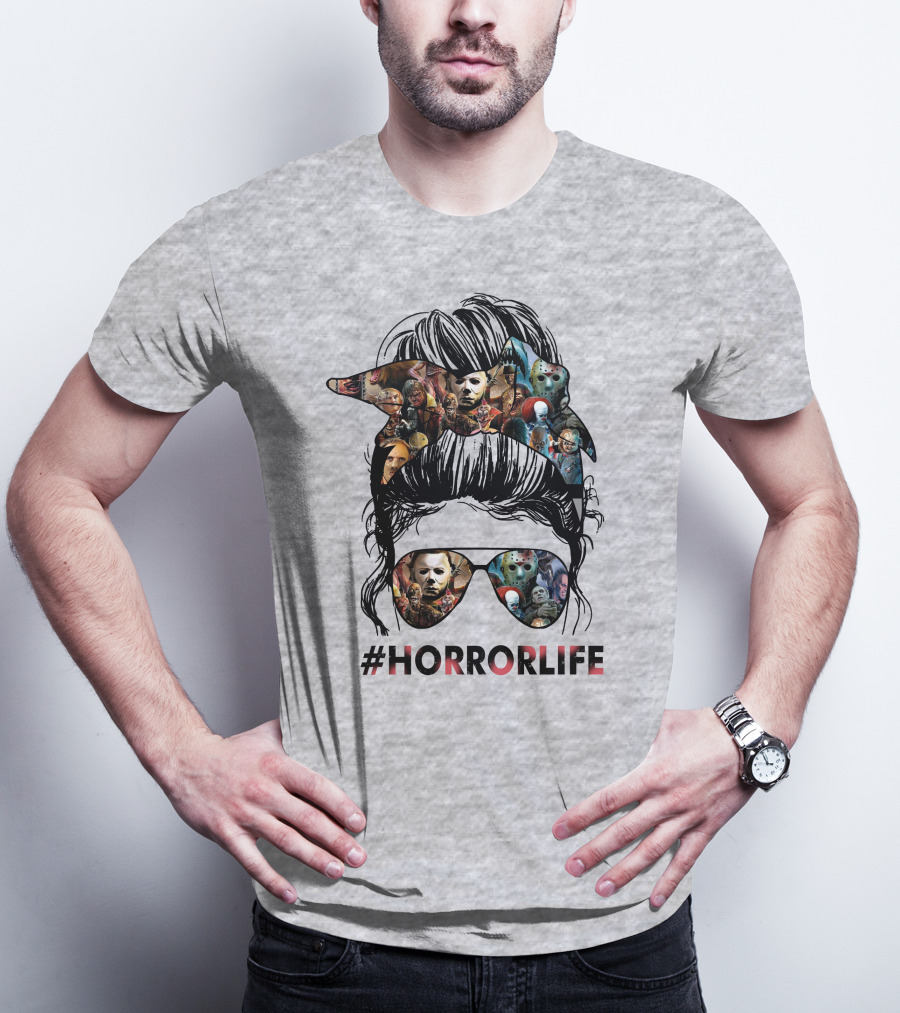 HorrorLife Messy Bun Iconic Horror Characters T-Shirt