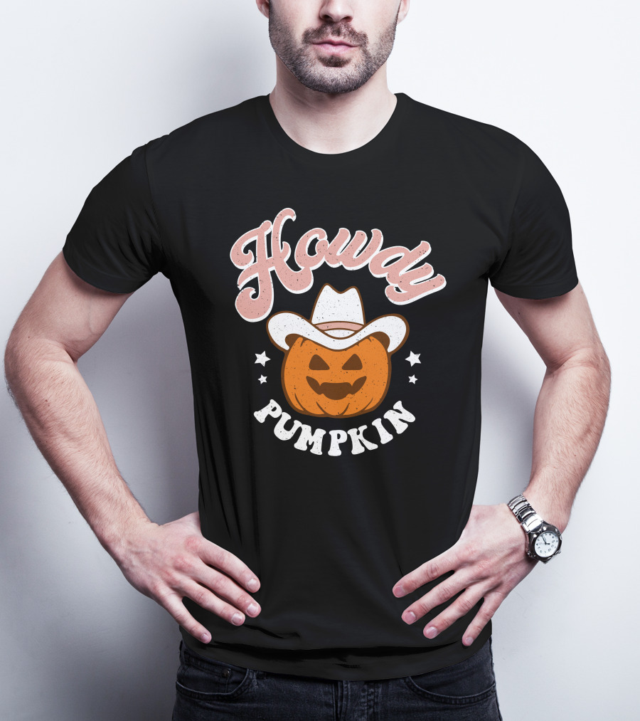 Howdy Pumpkin Halloween Western Cowboy Jack-o'-Lantern T-Shirt
