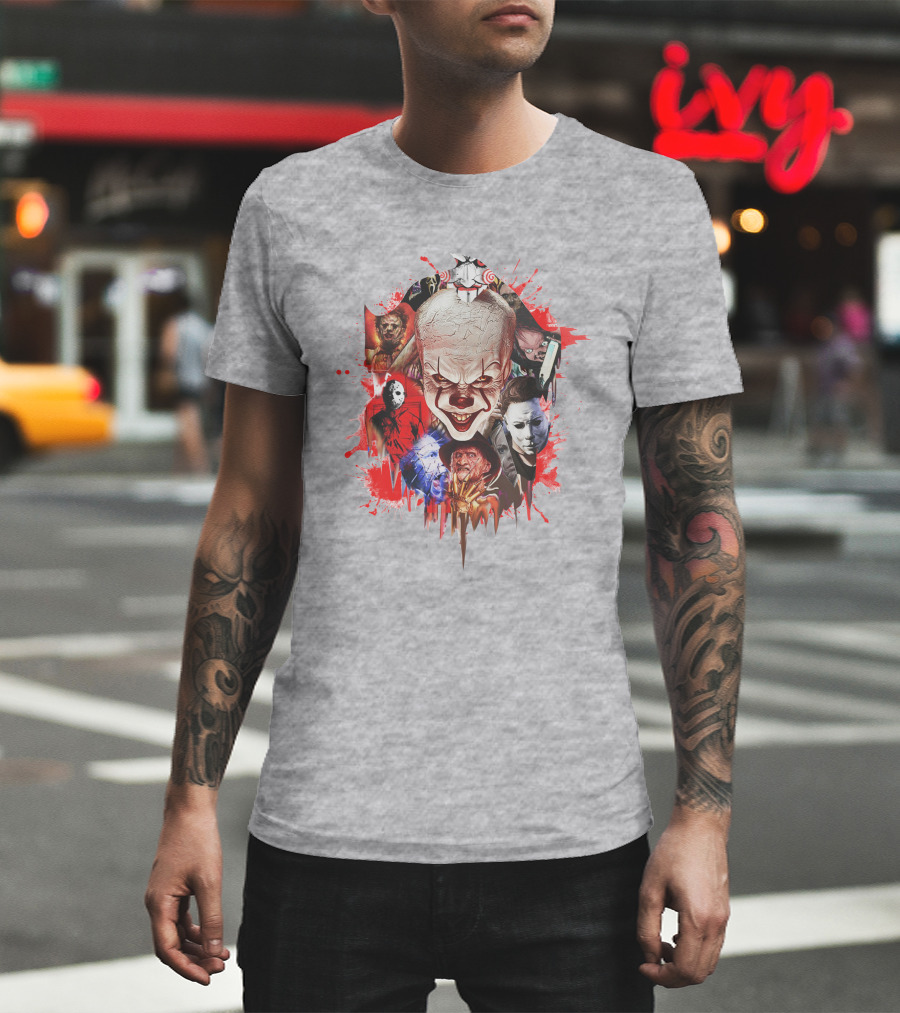Halloween Killers Pennywise Michael Myers Freddy Krueger Jason Voorhees Jigsaw Horror Icons T-Shirt