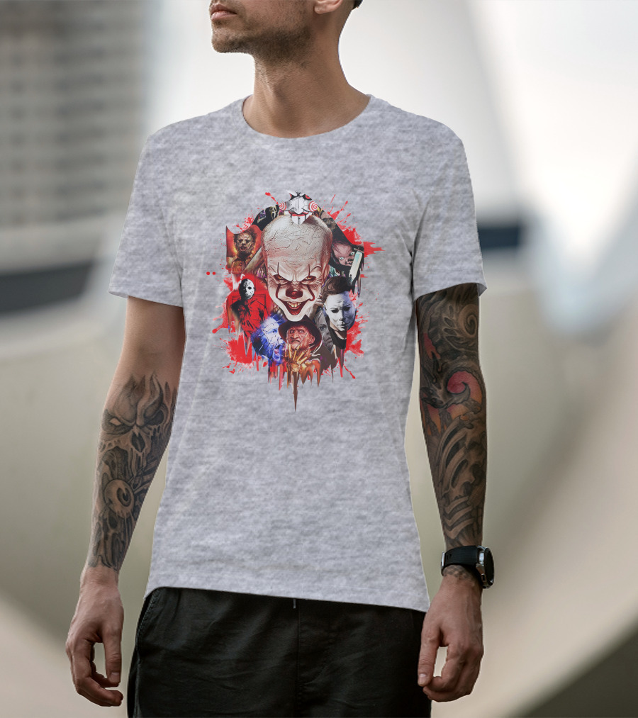 Halloween Killers Pennywise Michael Myers Freddy Krueger Jason Voorhees Jigsaw Horror Icons T-Shirt