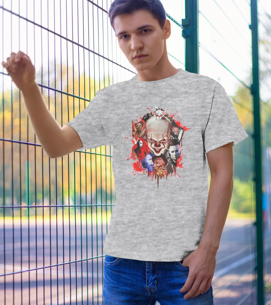 Halloween Killers Pennywise Michael Myers Freddy Krueger Jason Voorhees Jigsaw Horror Icons T-Shirt
