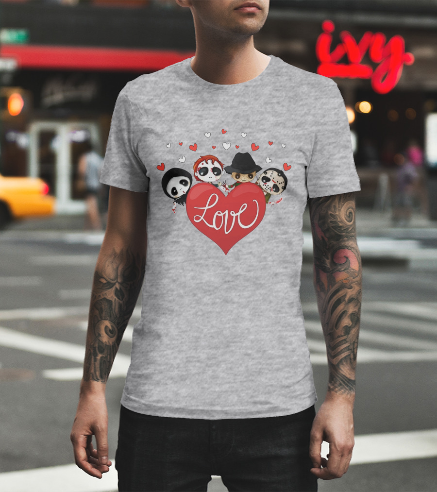Love Horror Movie Chibi Quartet Valentine T-Shirt