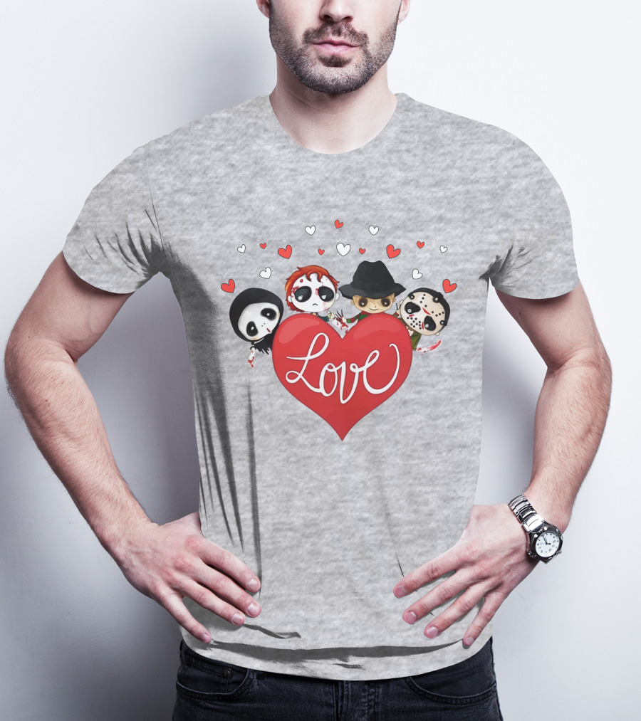 Love Horror Movie Chibi Quartet Valentine T-Shirt