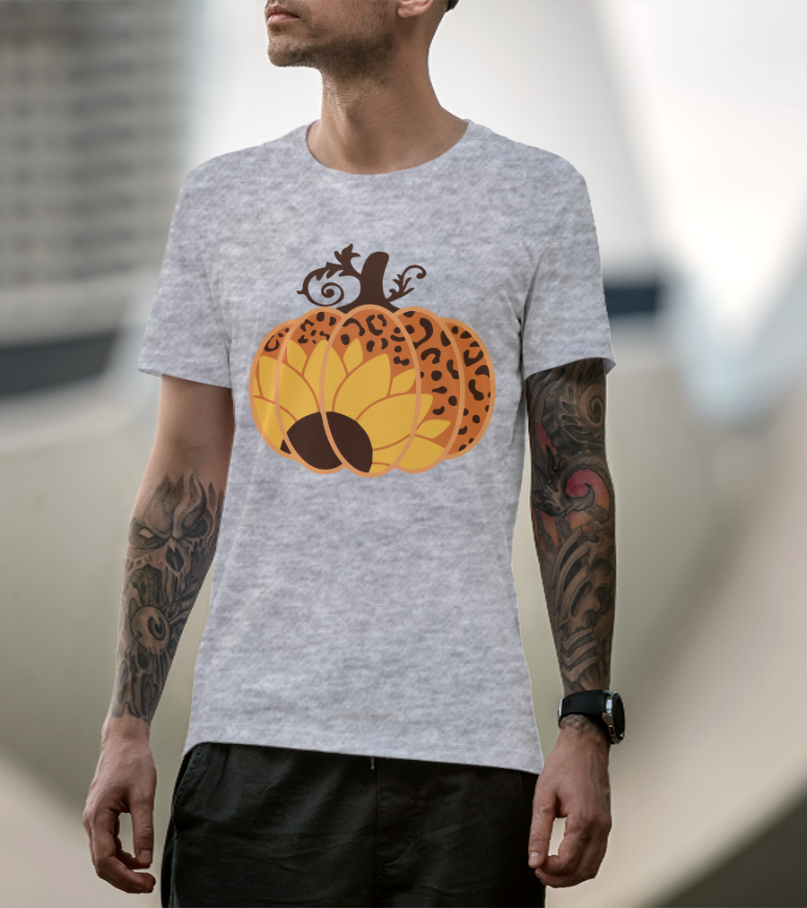 Sunflower Leopard Pumpkin Cheetah Pumpkin T-Shirt