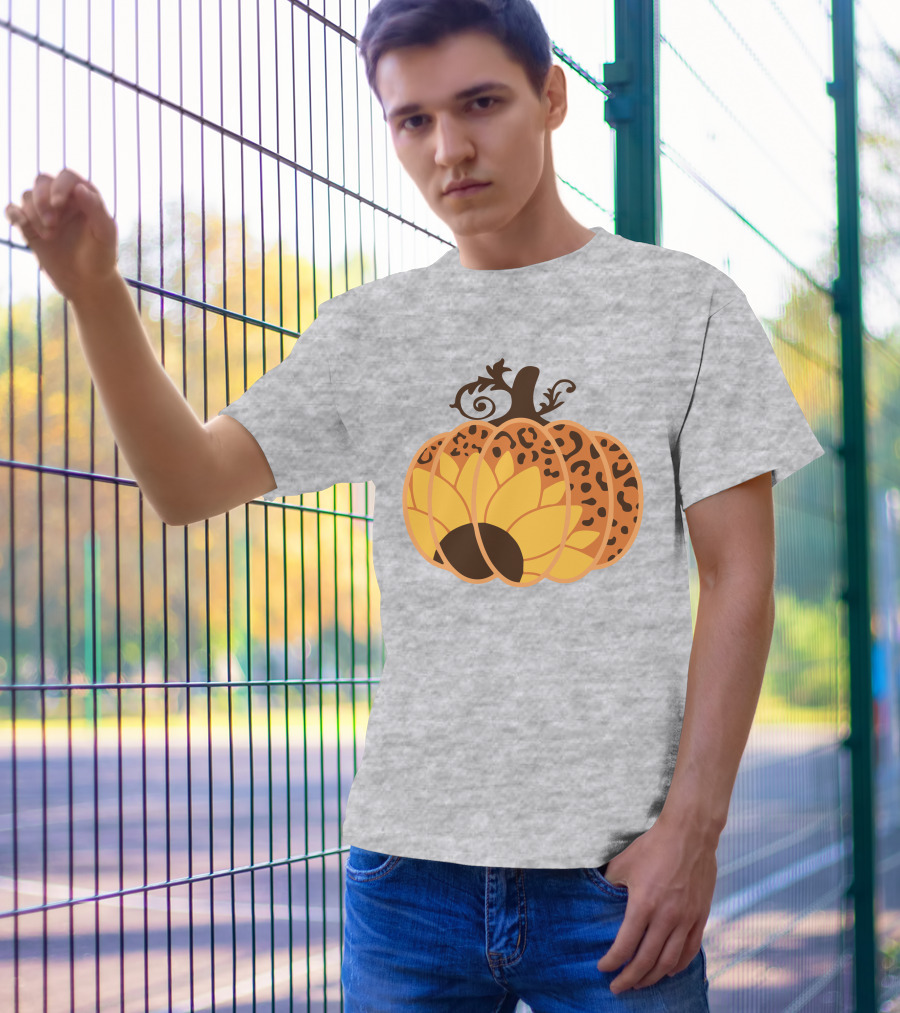 Sunflower Leopard Pumpkin Cheetah Pumpkin T-Shirt