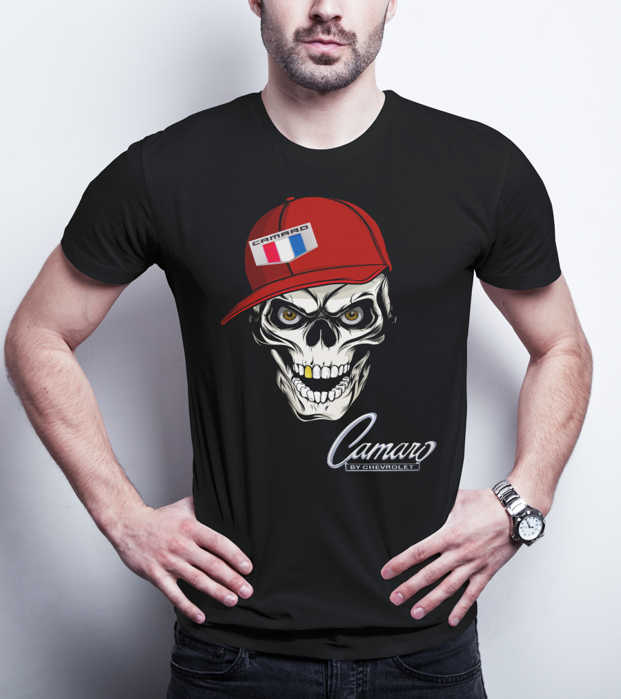 Camaro Skull With Red Cap By Chevrolet T-Shirt