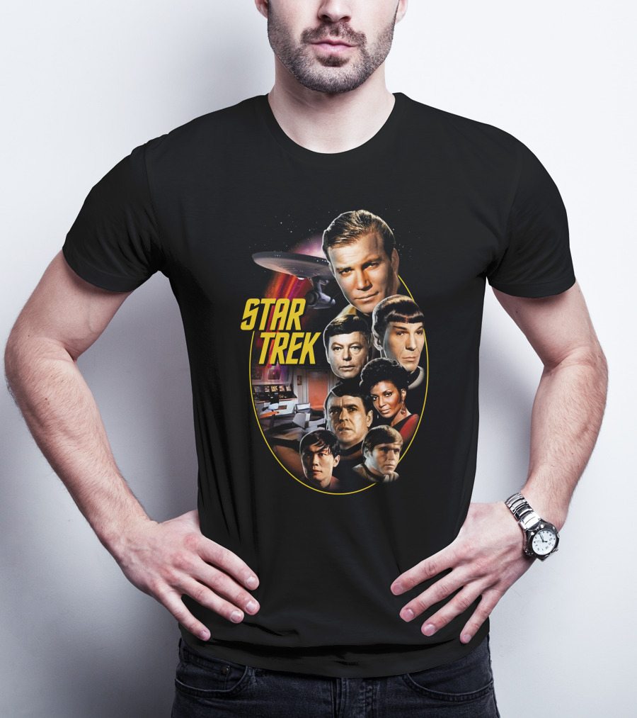 Star Trek Original Series Crew And Starship Enterprise T-Shirt