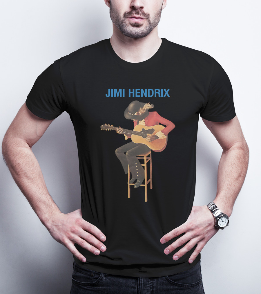 Jimi Hendrix Acoustic Guitar Stool Session T-Shirt