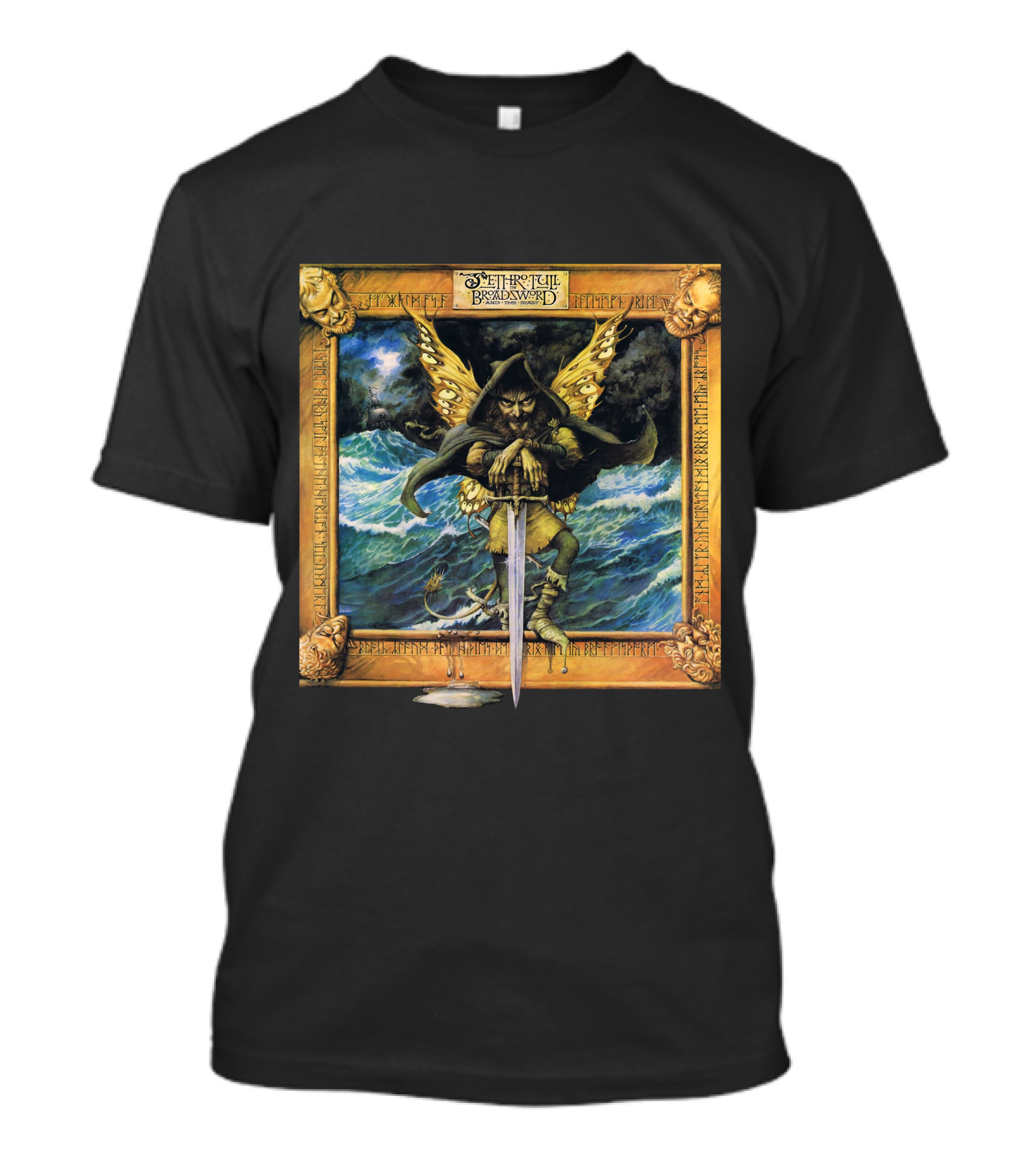 Jethro Tull Broadsword And The Beast Album Art With Hooded Figure And Ocean Waves T-Shirt