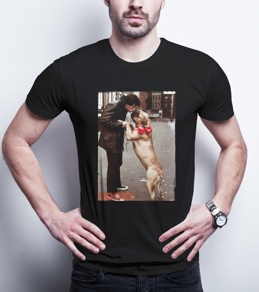 Rocky And Dog With Red Bow In Urban Street Scene T-Shirt