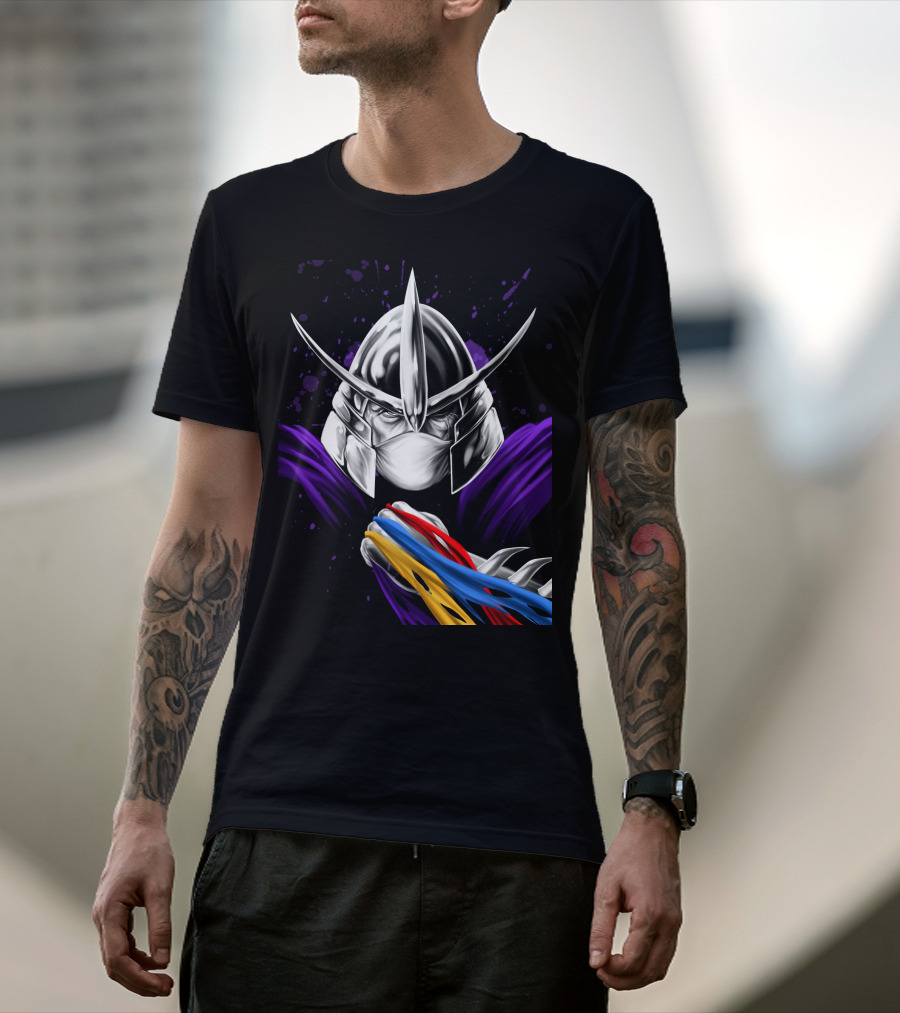 Shredder Ninja Turtles Villain With Colorful Energy Bands T-Shirt