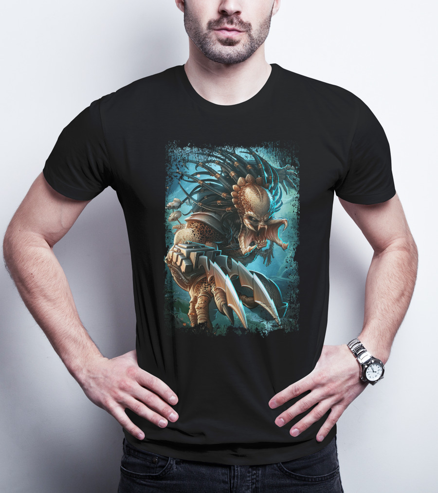 Predator Alien Sci-Fi Creature With Dreadlocks And Blades T-Shirt