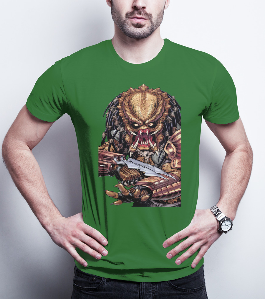 Predator Alien Holding Blade Comic T-Shirt