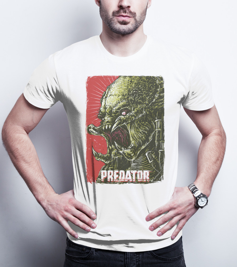 Predator Alien Creature Stylized Artwork Vintage Film T-Shirt
