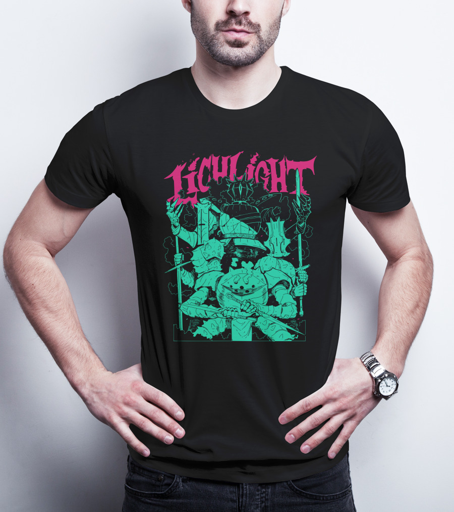 Lichlight Medieval Knight Skeleton Warrior T-Shirt