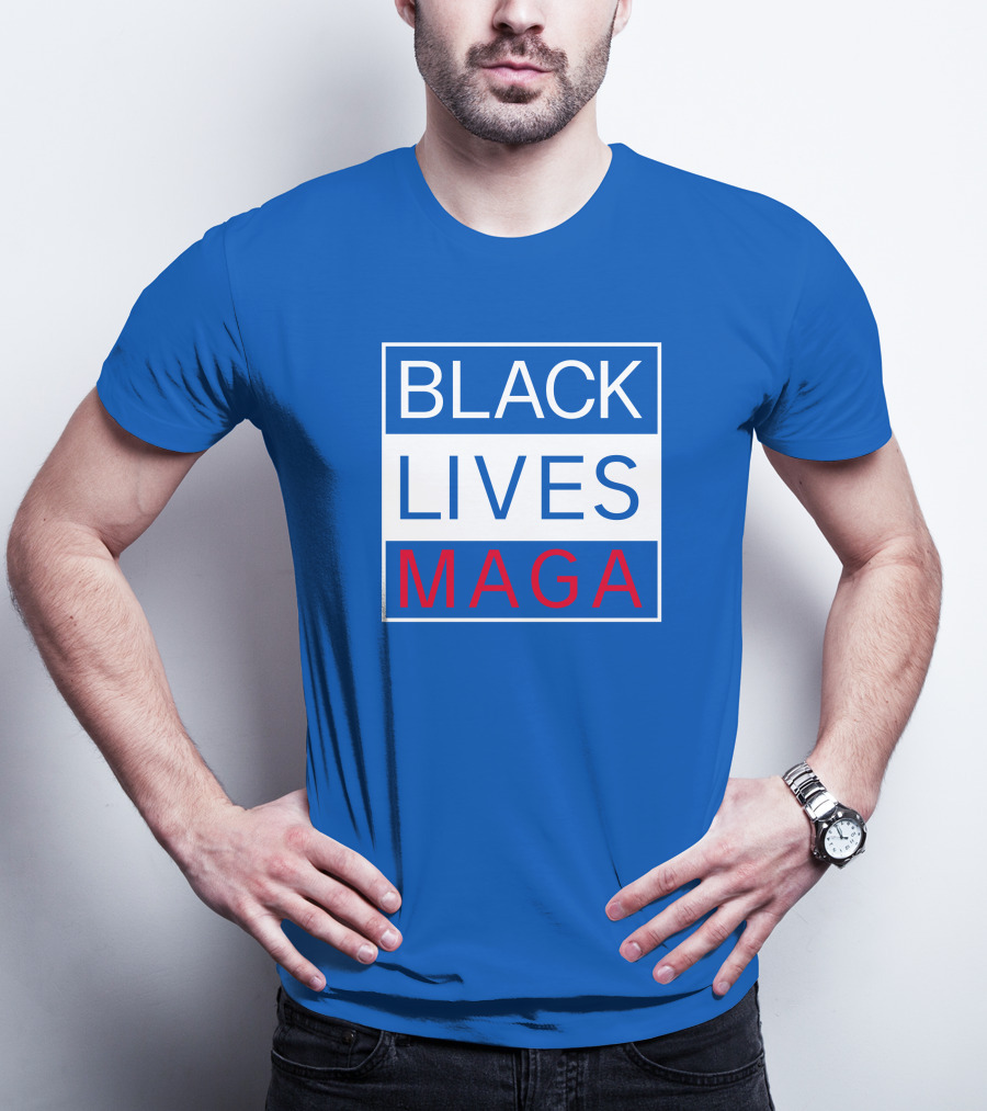 Black Lives Maga Textual Logo Design In Blue White And Red T-Shirt