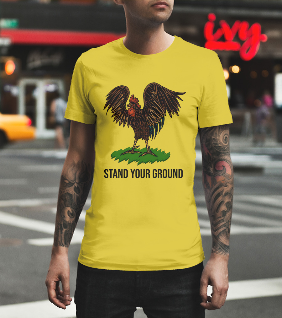 Stand Your Ground Rooster On Grass T-Shirt