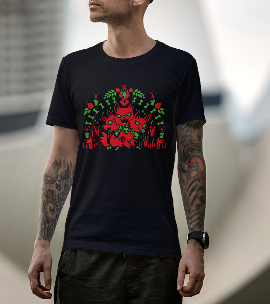 Hades Three-Headed Good Boy Cerberus With Skulls And Bones T-Shirt