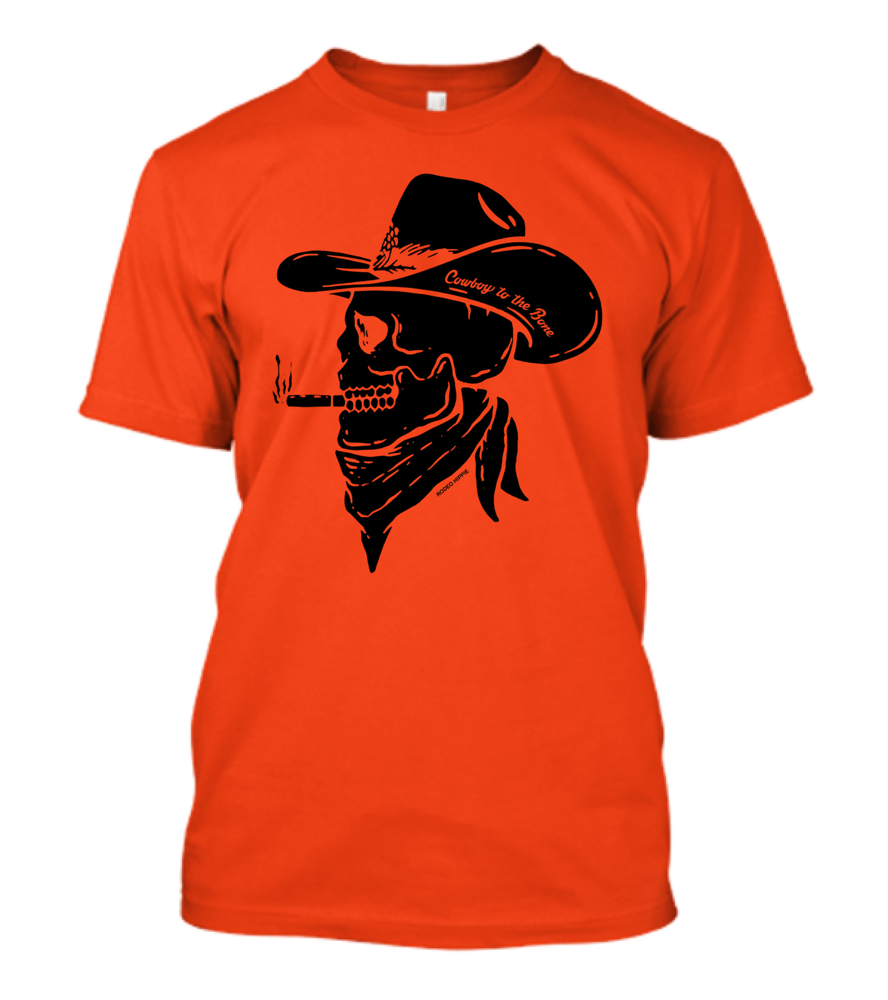 Cowboy To The Bone Skeleton Smoking Bandana Hat T-Shirt