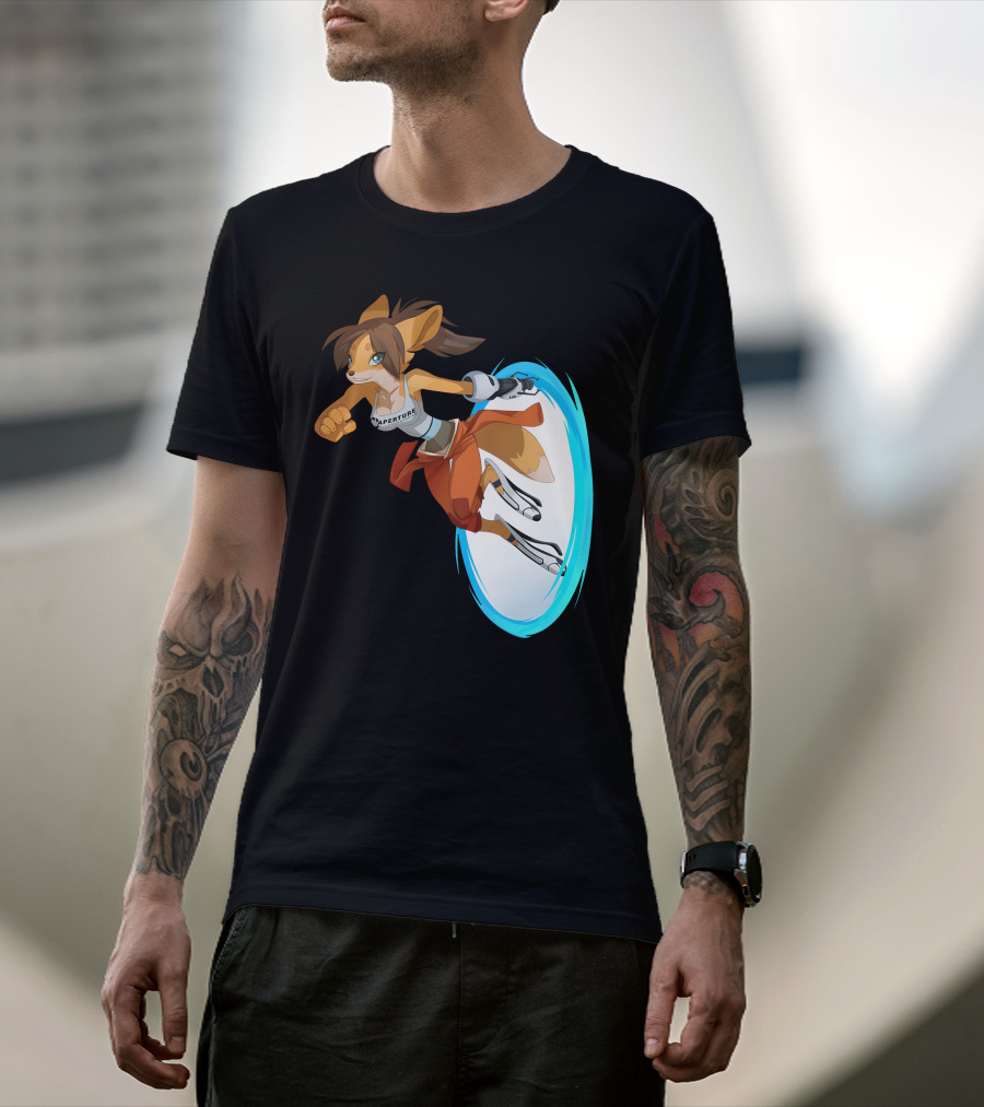 Sajira Aperture Laboratories Fox Chell Stormi Folf Portal Character T-Shirt