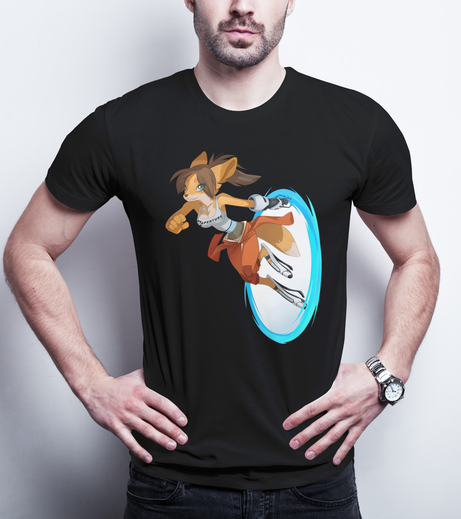 Sajira Aperture Laboratories Fox Chell Stormi Folf Portal Character T-Shirt