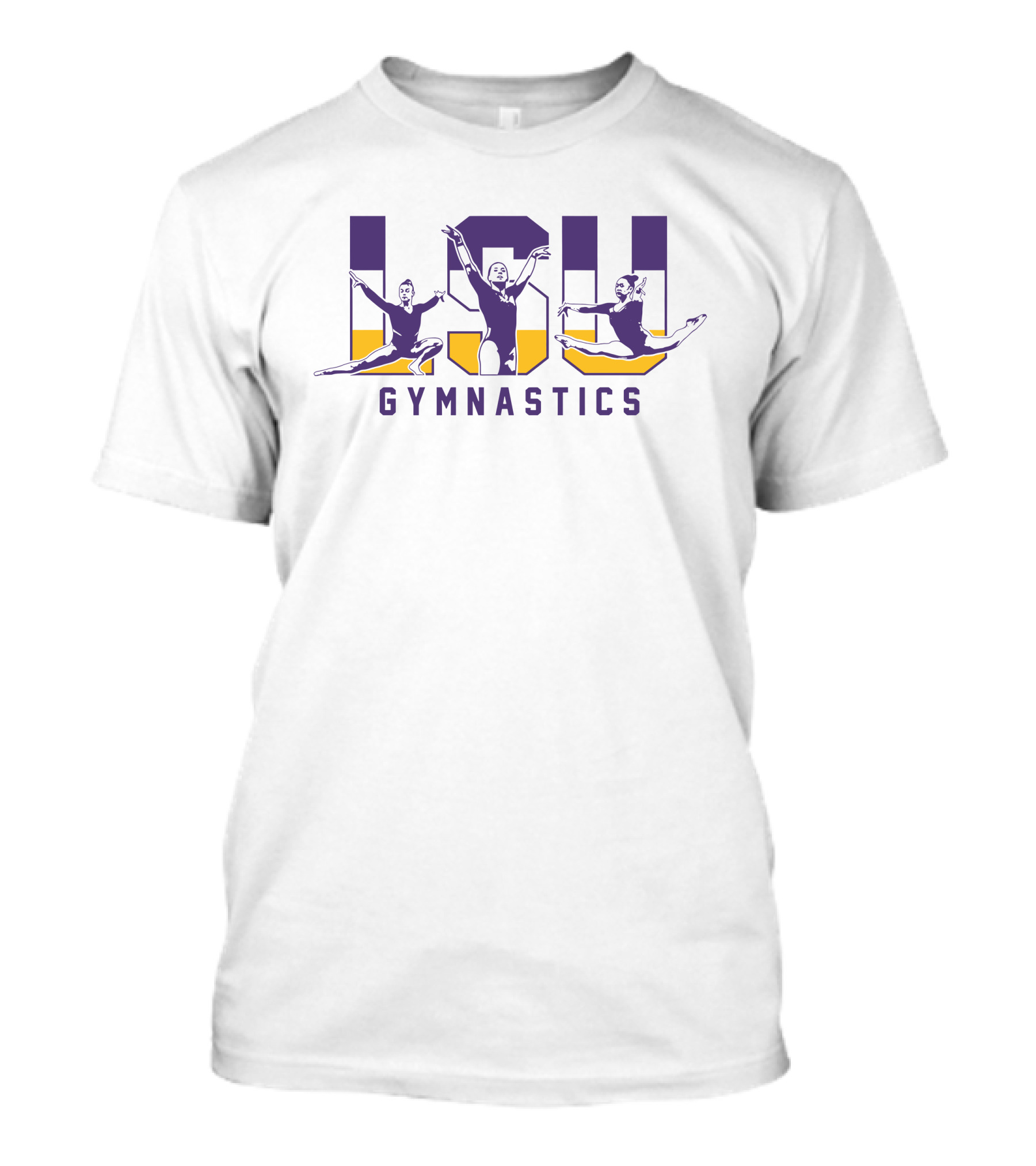 LSU Gymnastics Purple And Gold Leaping Athletes T-Shirt
