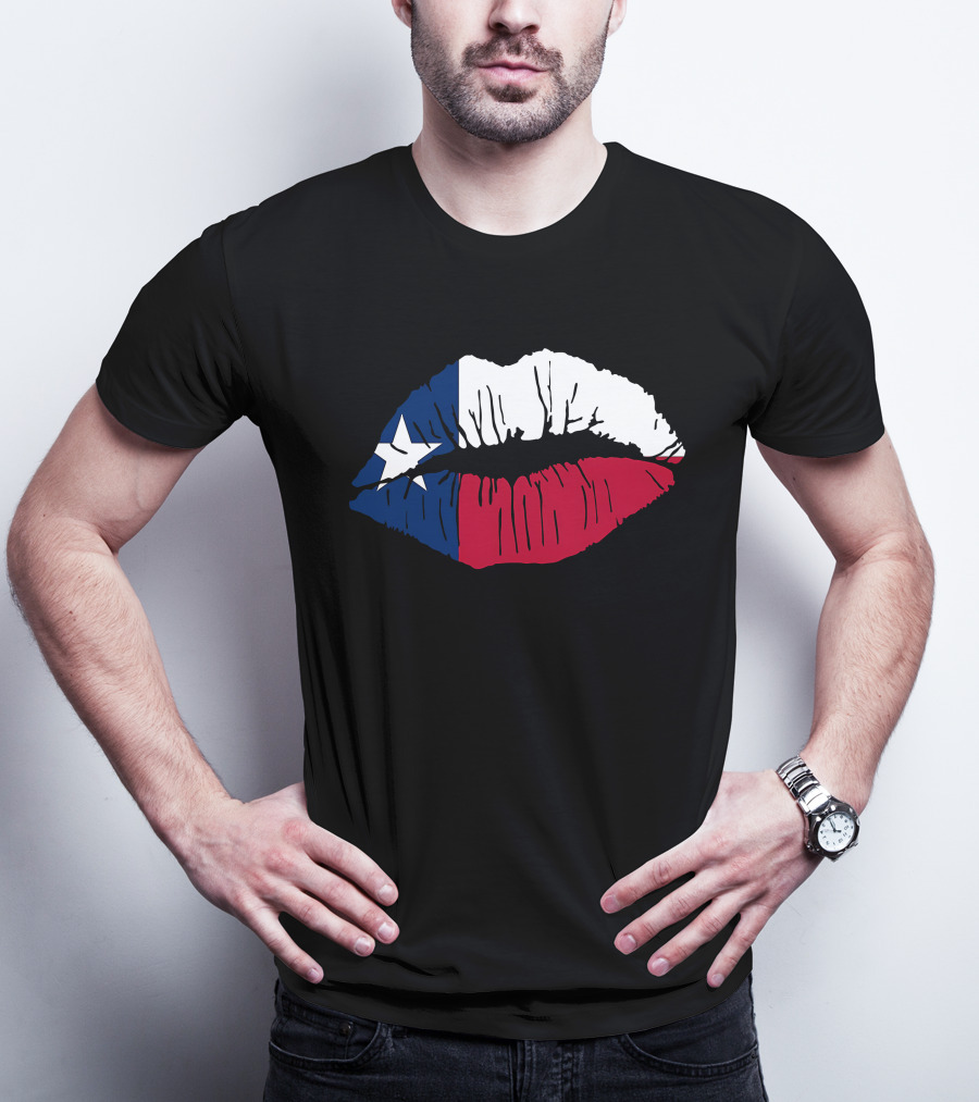 Texas Lone Star Flag Lips T-Shirt
