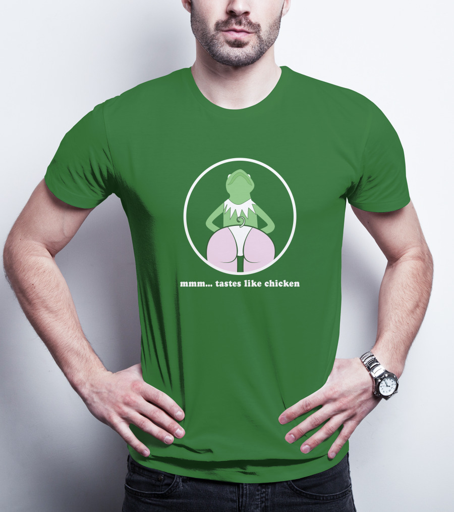 Kermits Frog Mmm Tastes Like Chicken Humorous Green Circle T-Shirt