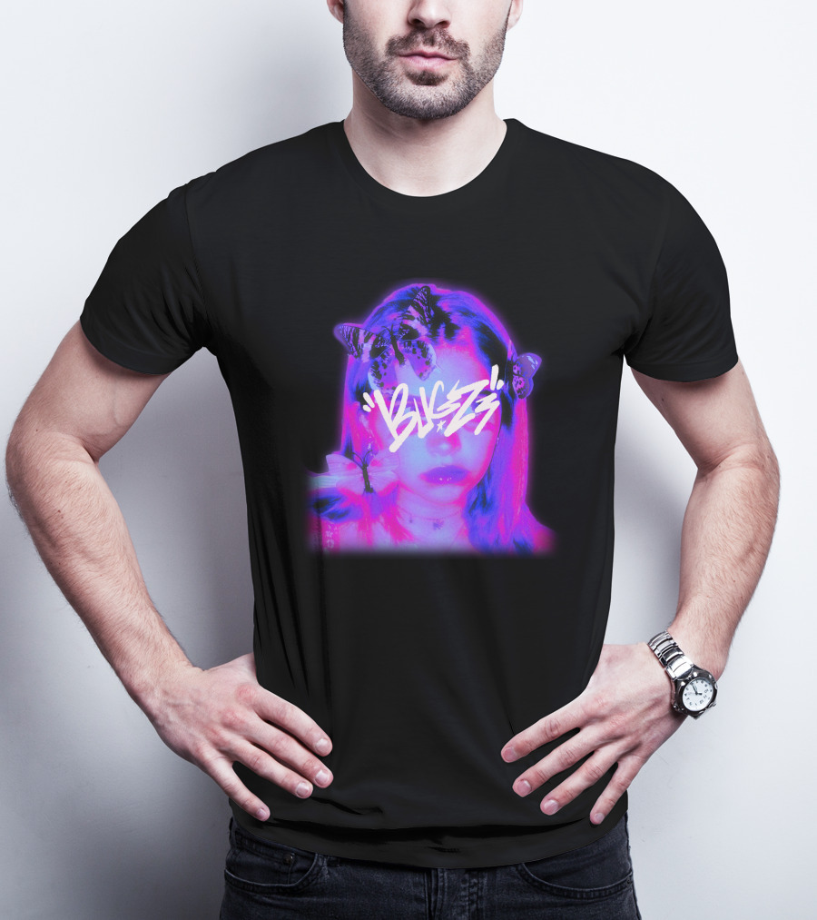 Bugzz Girl Neon Butterfly Aesthetic T-Shirt