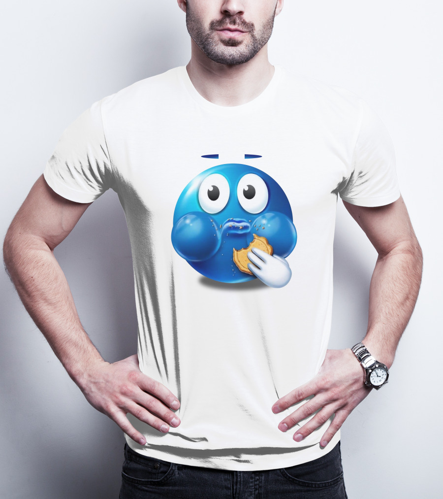 Pac-Man Style Blue Ghost Eating Cookies Hungee T-Shirt