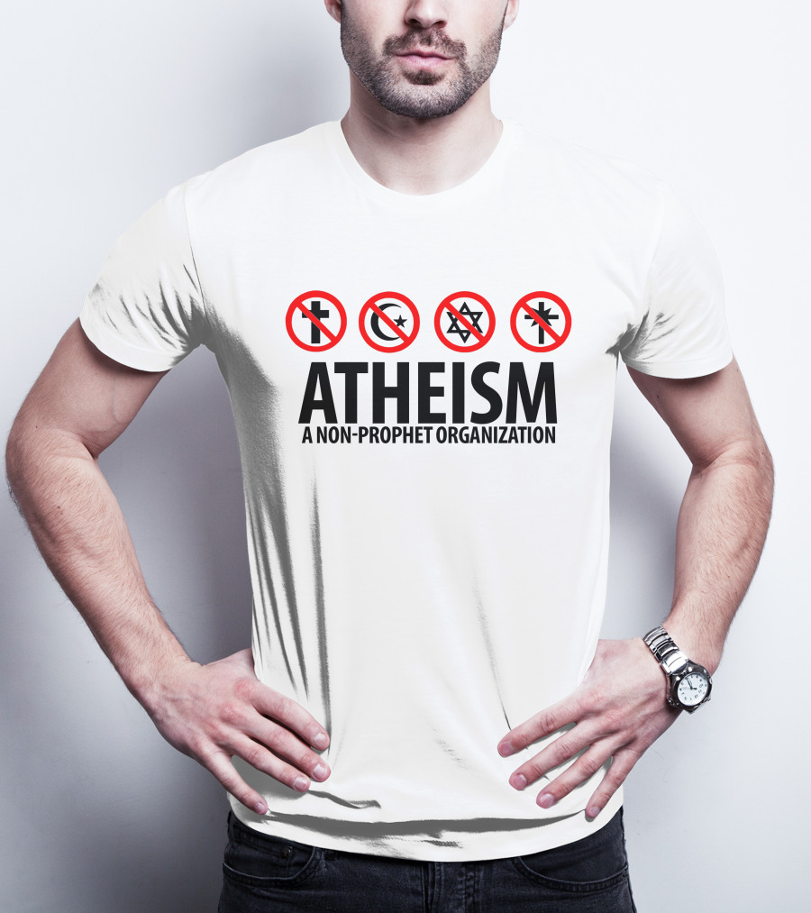 Atheist Republic Atheism A Non-Prophet Organization Cross Crescent Star Marks T-Shirt