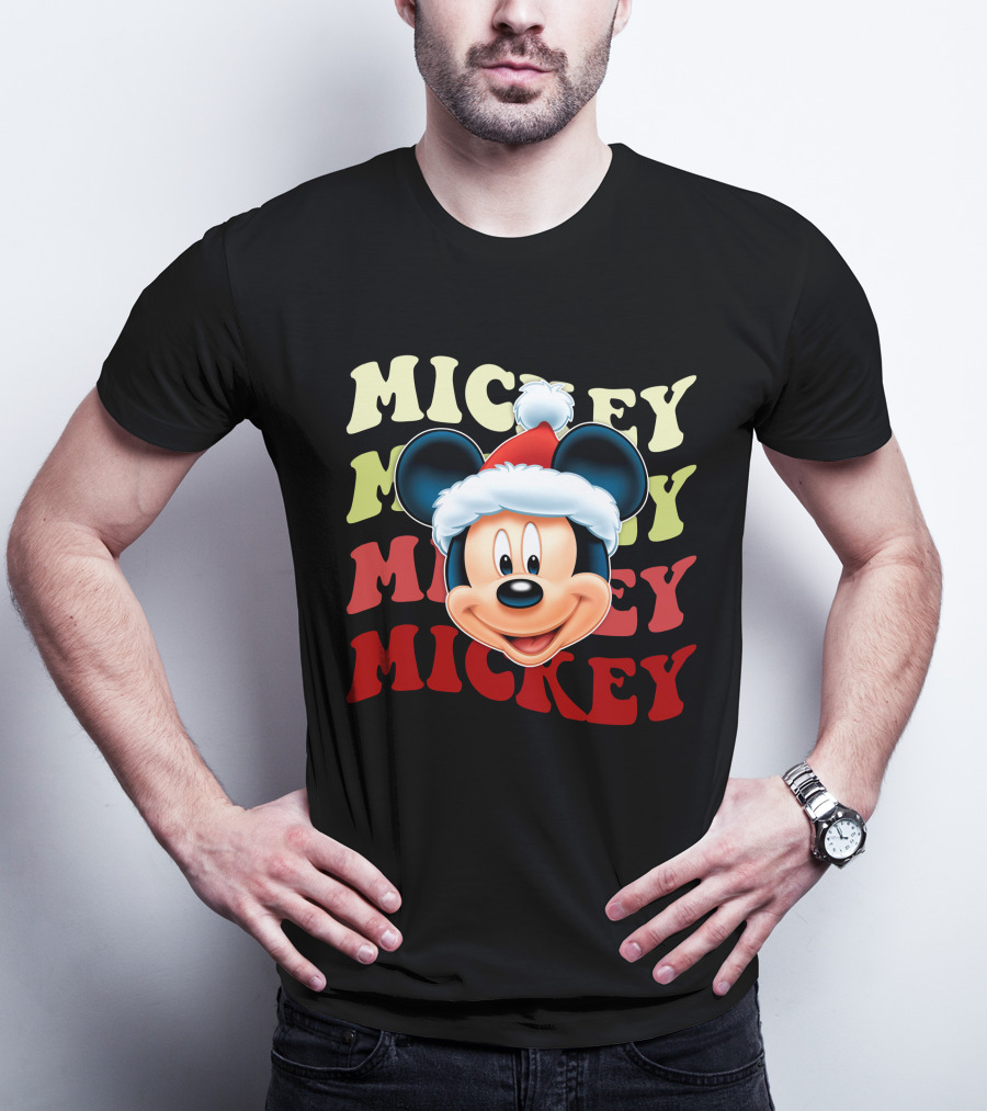 Mickey Mouse Christmas Santa Hat Holiday Festive T-Shirt