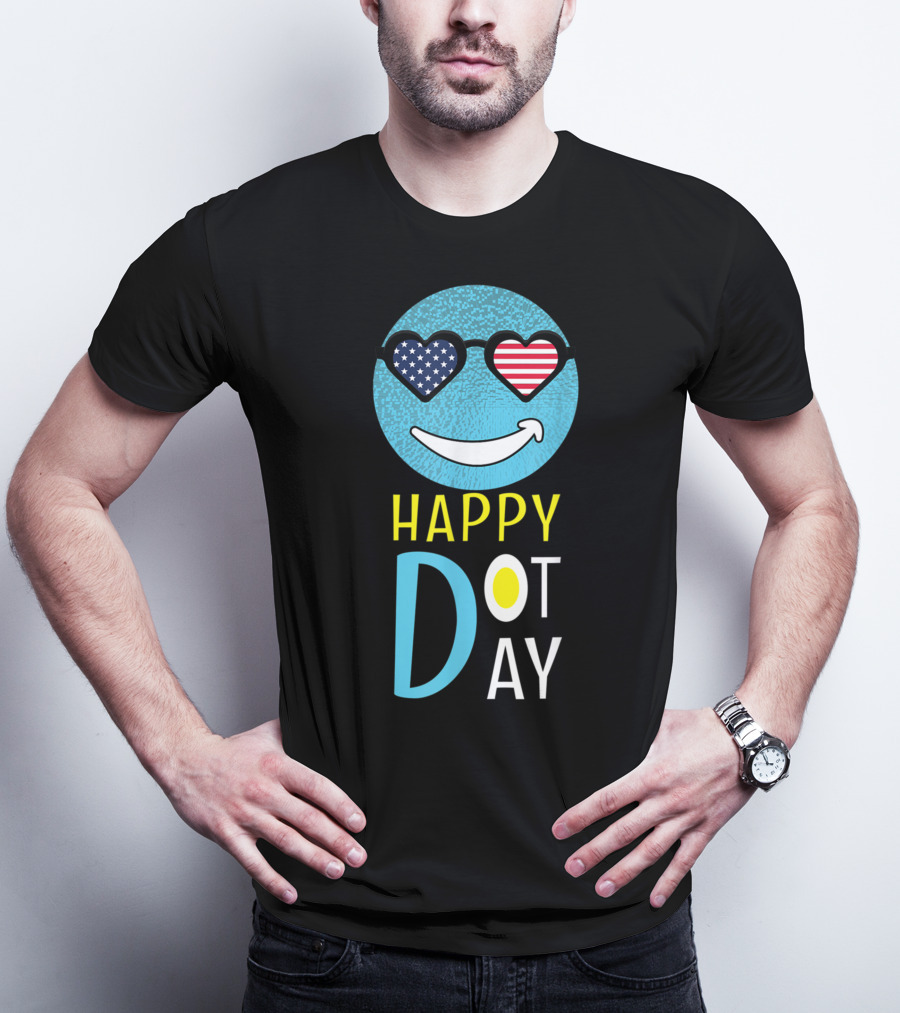 Happy International Dot Day September Smile American Flag Sunglasses T-Shirt