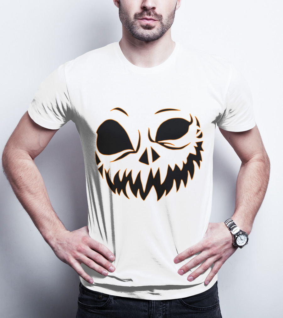Halloween Scary Evil Pumpkin Head With Funny Pumpkin Face T-Shirt